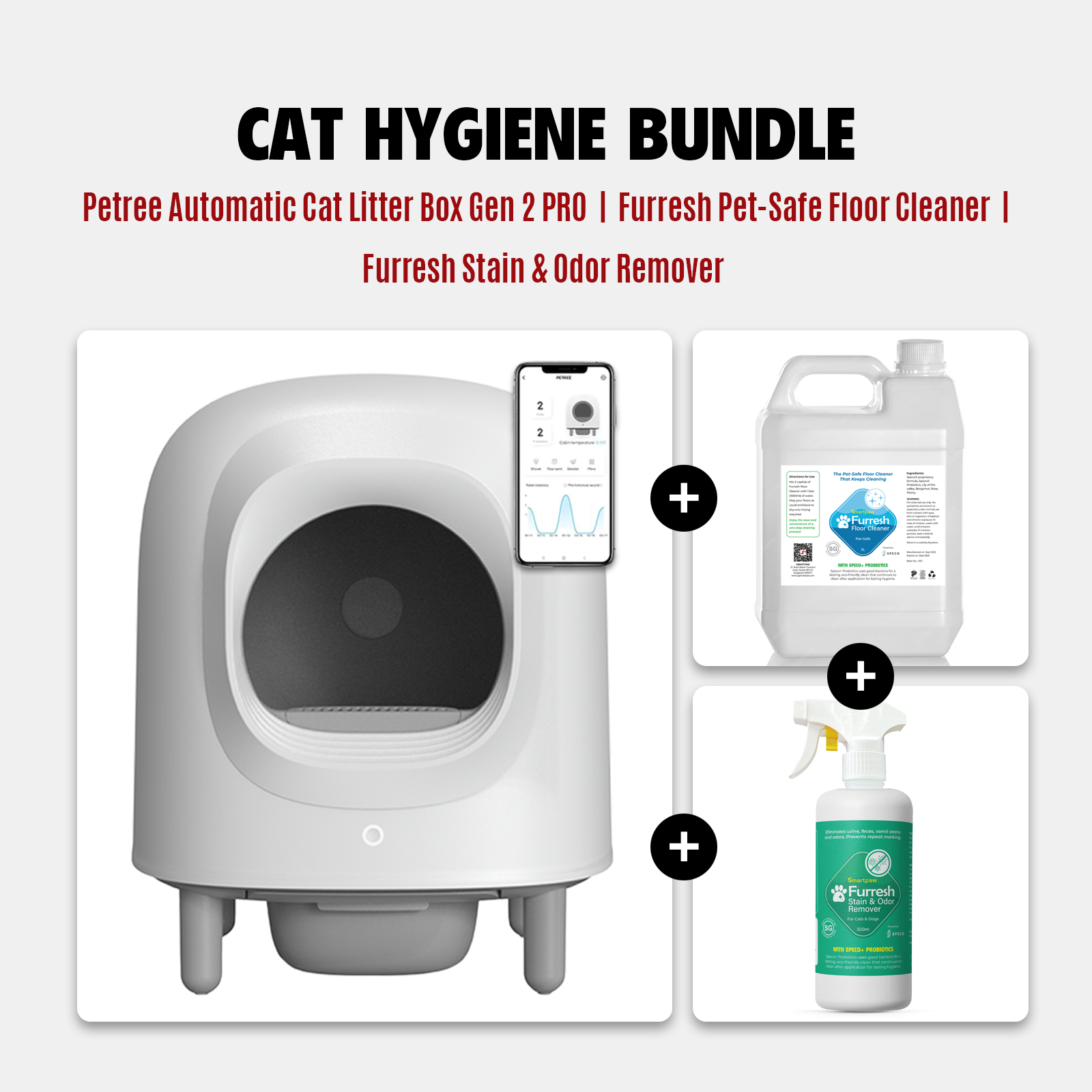 Cat Hygiene Bundle – Self-Cleaning Litter Box & Probiotic Cleaners