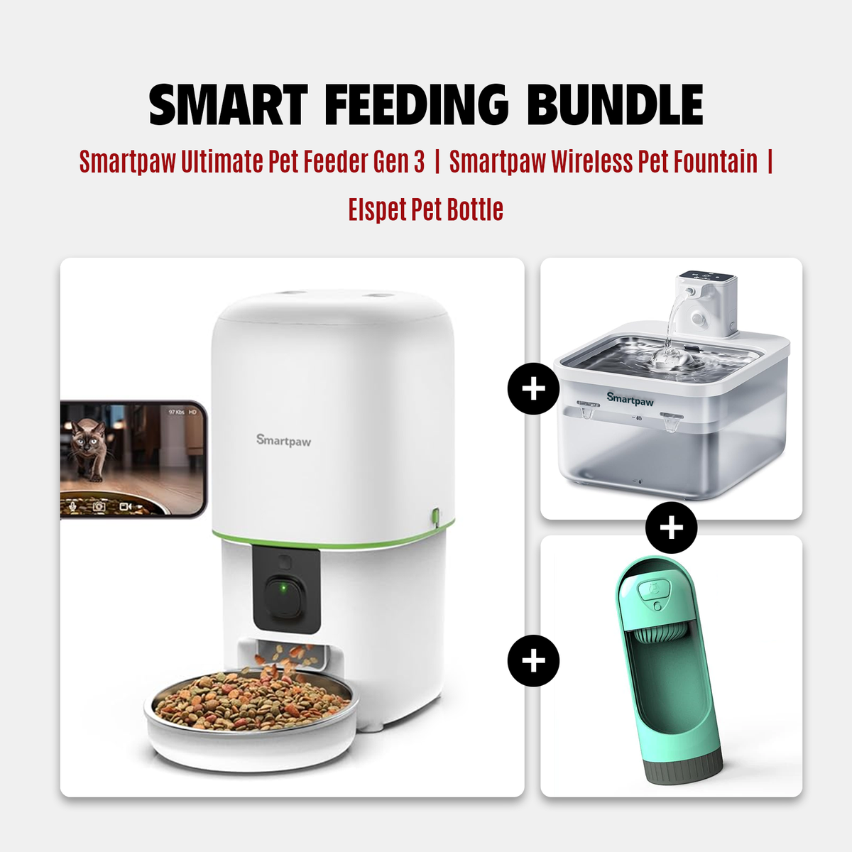 Smart Feeding Bundle – Ultimate Feeder, Wireless Fountain & Pet Bottle